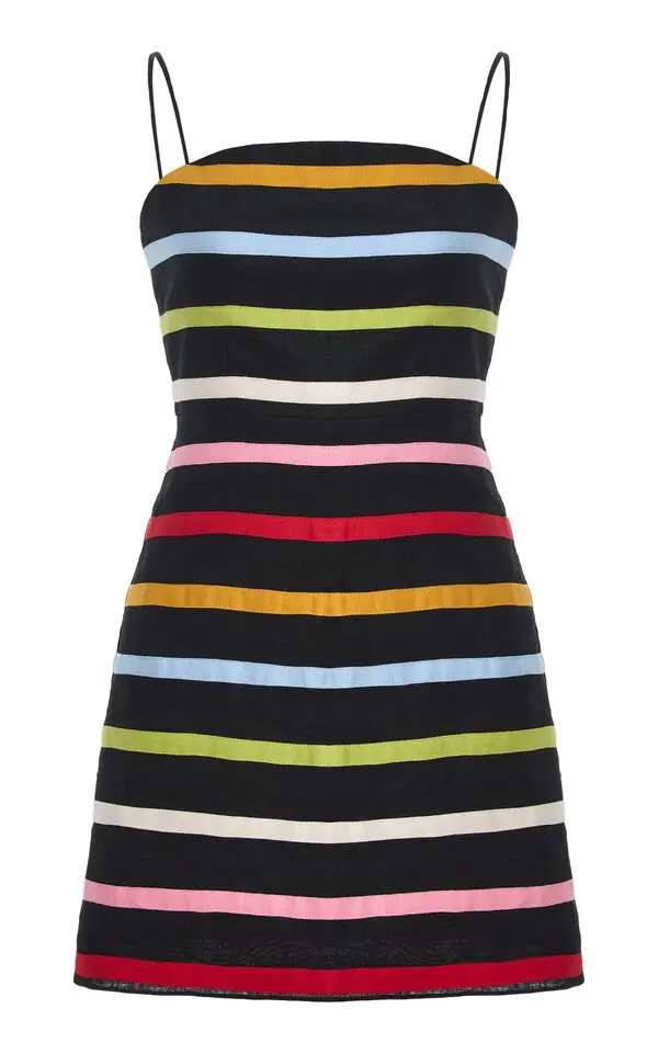 CALA DE LA CRUZ Roma Striped Linen Mini Dress - Multi