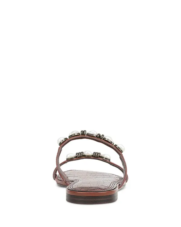 Sam Edelman Embellished Leather Sandals - Burnt Brandy