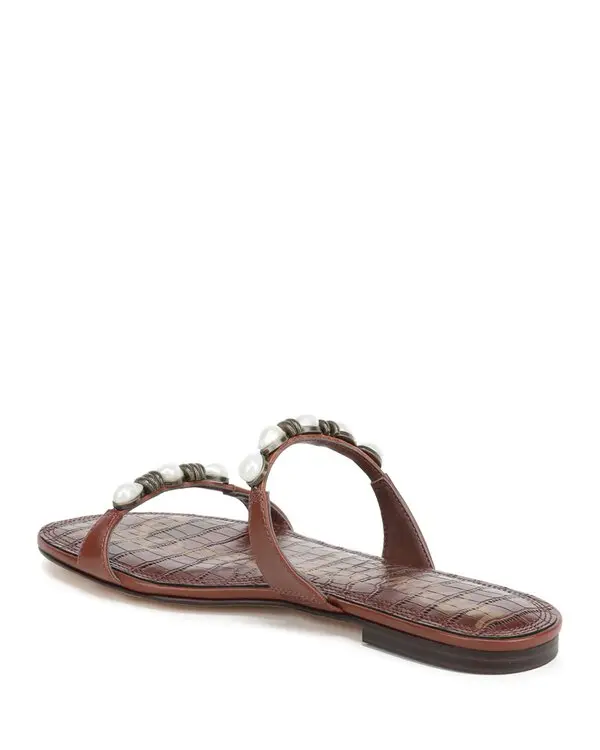Sam Edelman Embellished Leather Sandals - Burnt Brandy