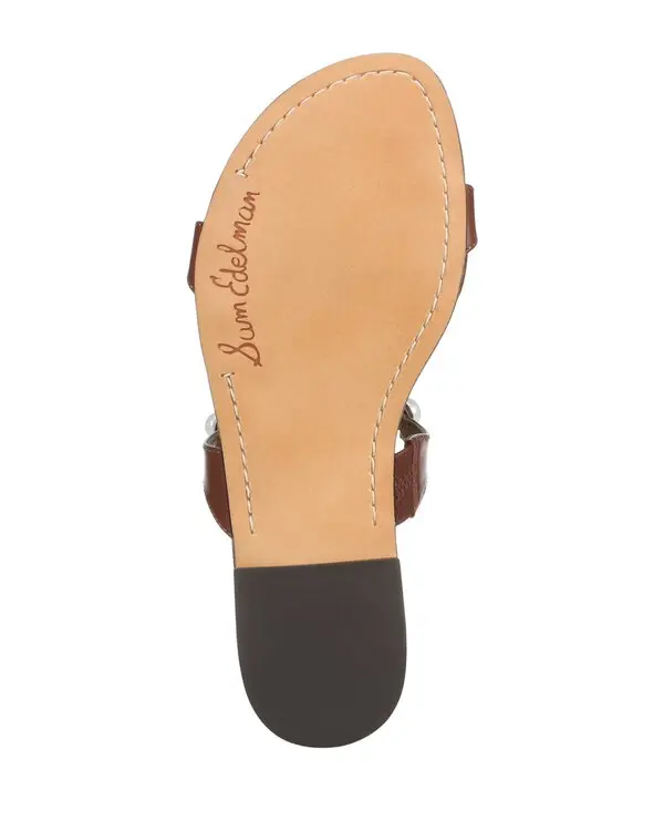 Sam Edelman Embellished Leather Sandals - Burnt Brandy