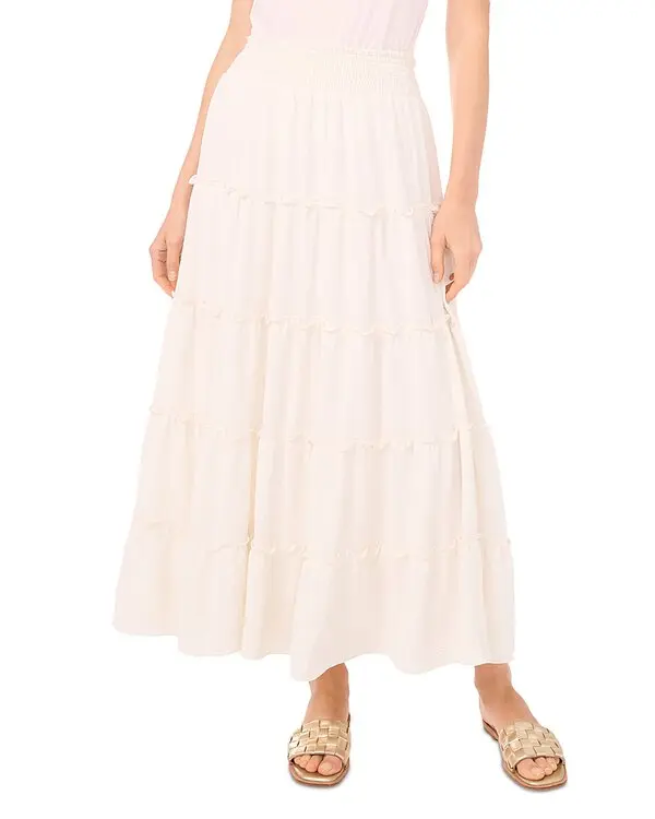 Vince Camuto Tiered Smocked Waist Maxi Skirt - Neutral