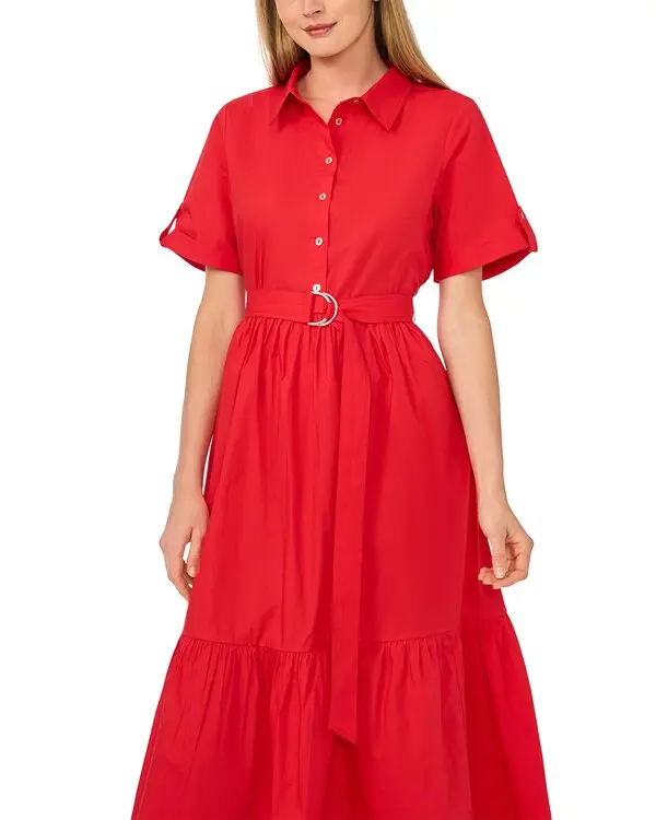 CECE DUPRAZ Belted Tiered Shirtdress