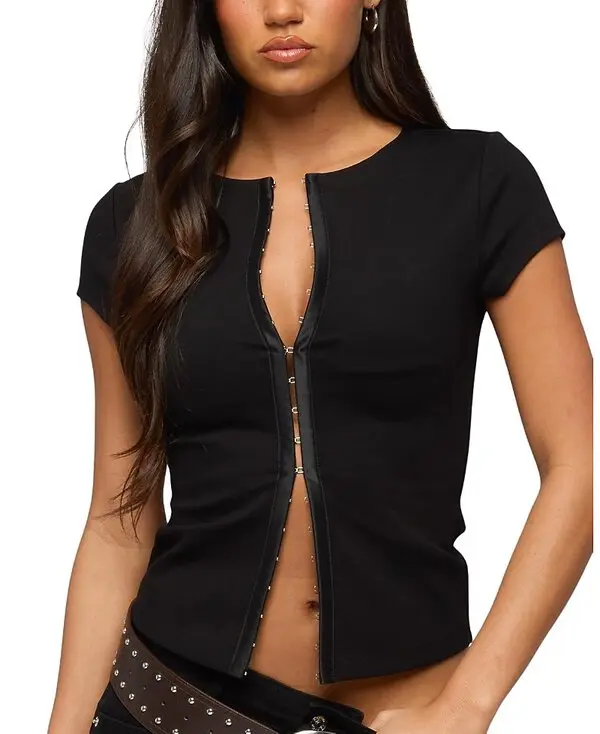 EDIKTED Whitley Hook & Eye Top - Black
