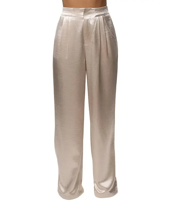 JLUXLABEL Thea Satin Wide Leg Trousers - Ivory