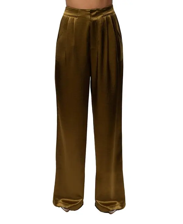 JLUXLABEL Thea Satin Pants - Olive