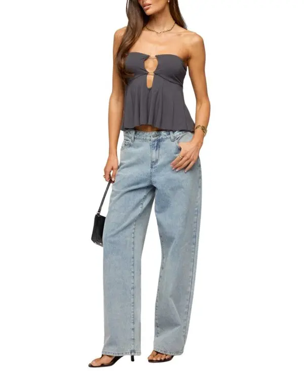 EDIKTED Nikita Strapless Cutout Top