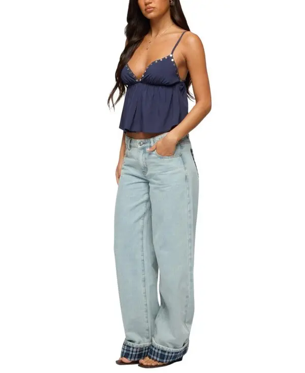 EDIKTED Alina Studded Babydoll Tank Top