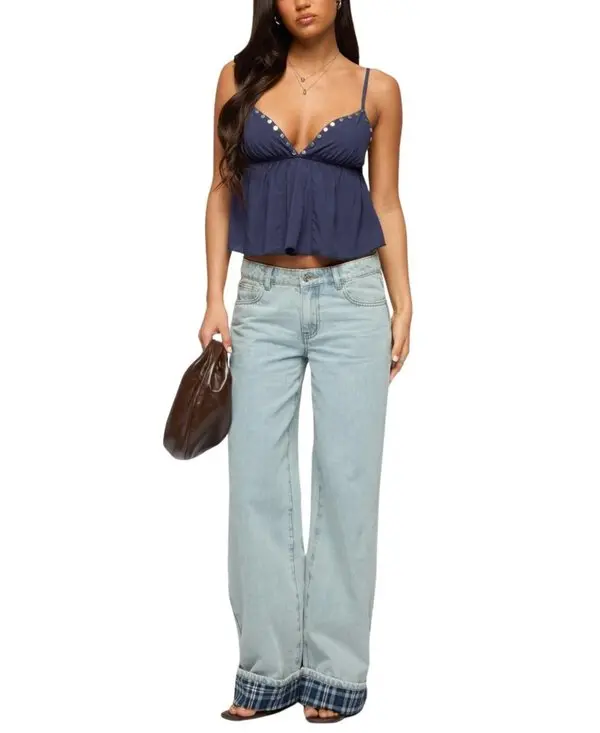 EDIKTED Alina Studded Babydoll Tank Top