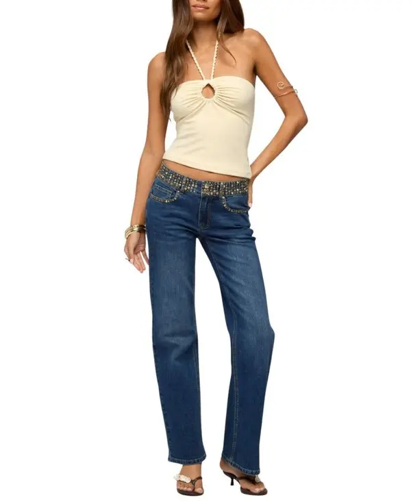 EDIKTED Rope Strap Keyhole Halter Top