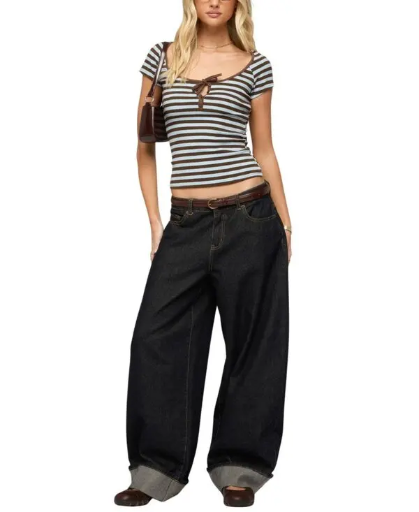 EDIKTED Emberly Striped Raglan Top