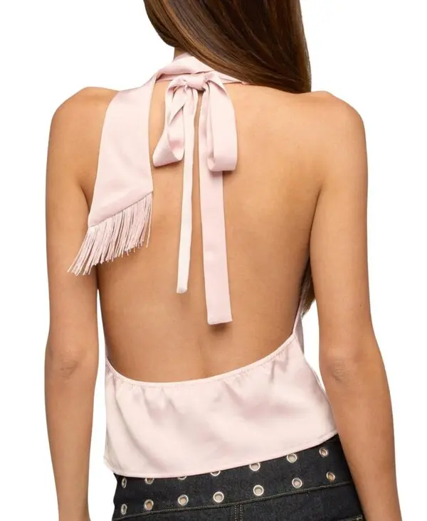EDIKTED Satin Effect Cowl Neck Scarf Top
