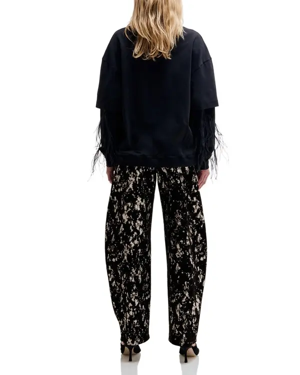DARKPARK Double Sleeve Feather Trim Top