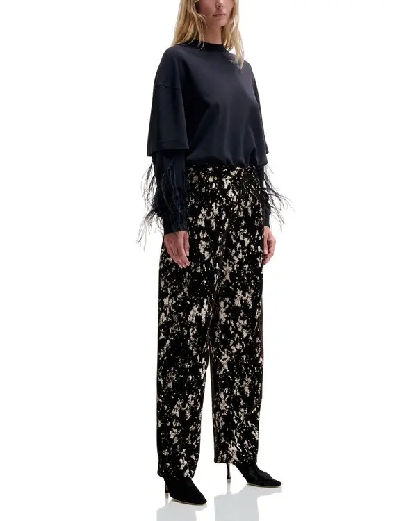 DARKPARK Double Sleeve Feather Trim Top