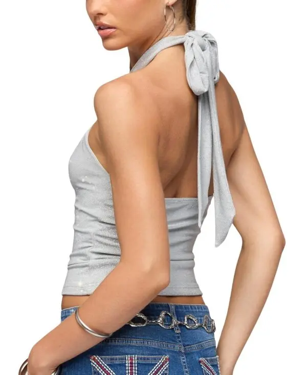 EDIKTED Katalya Glitter Halter Top