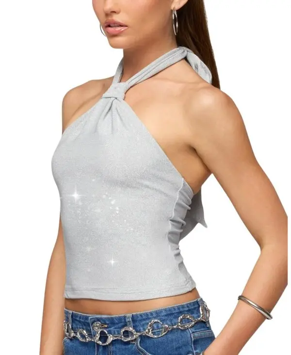 EDIKTED Katalya Glitter Halter Top