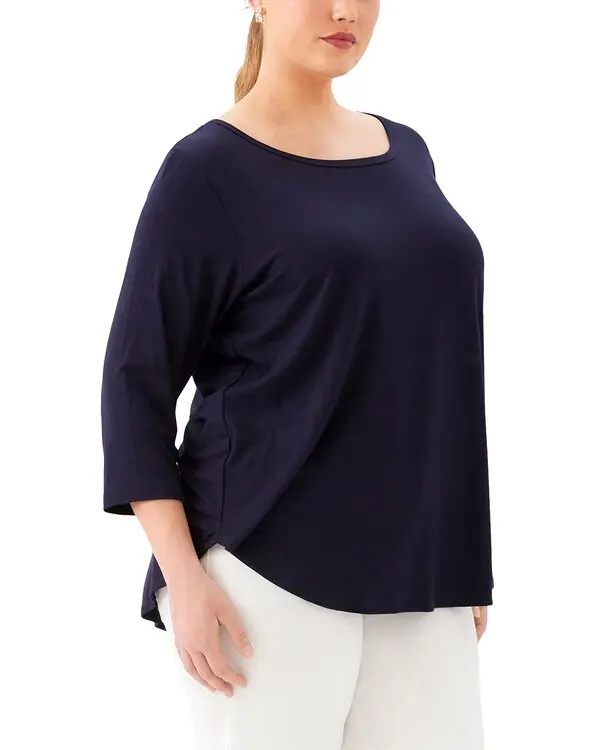 Karen Kane Plus 3/4 Sleeve Shirttail Top