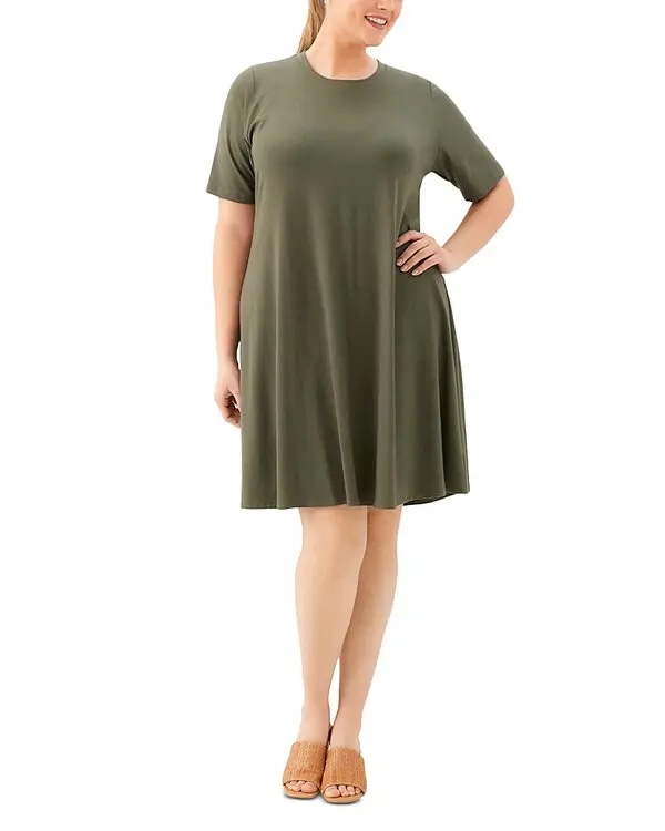 Karen Kane Plus Short Sleeve A Line Dress - Olive