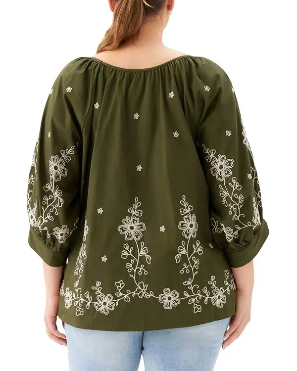 Karen Kane Plus Embroidered Blouson Sleeve Top