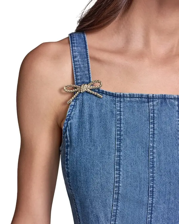 Karl Lagerfeld Paris Bow Hardware Denim Midi Dress
