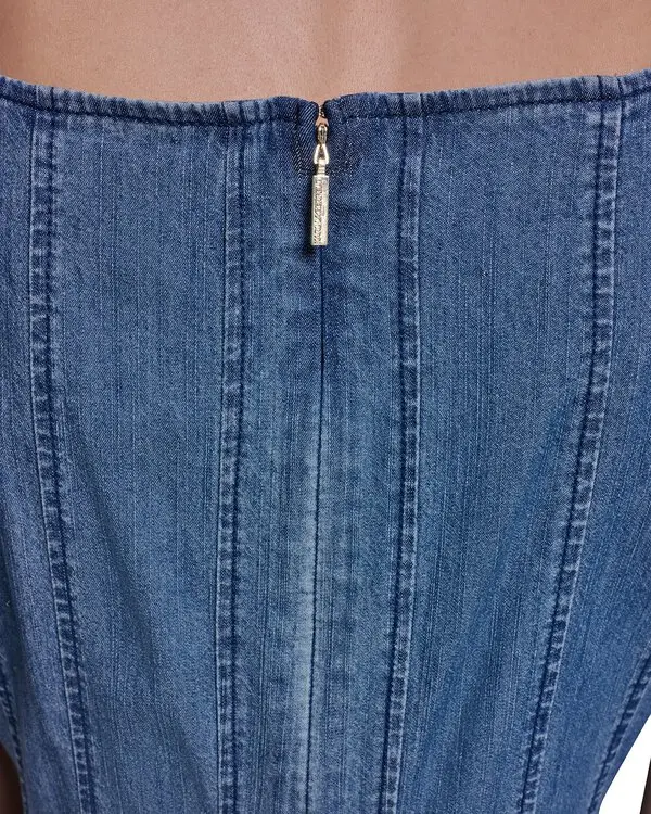 Karl Lagerfeld Paris Bow Hardware Denim Midi Dress