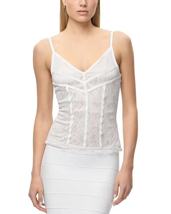 Herve Leger The Sylvia Lace Top - Alabaster