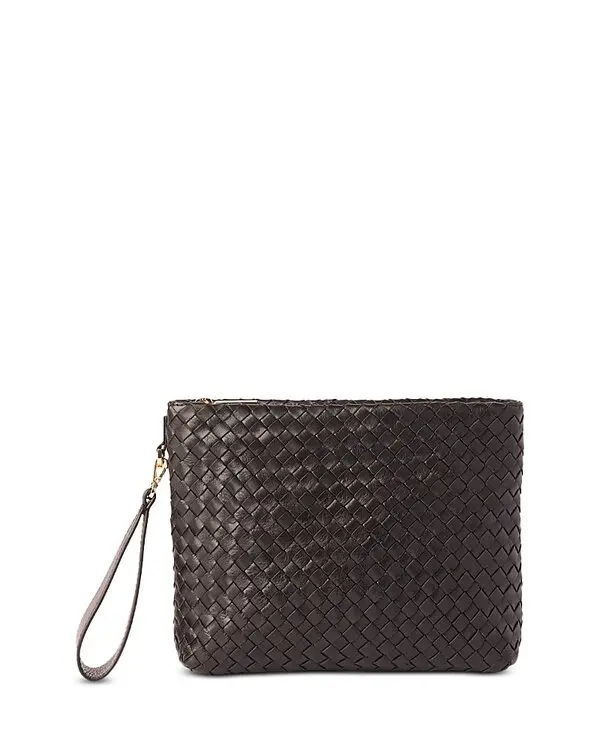 Whistles Avah Woven Leather Clutch - Black