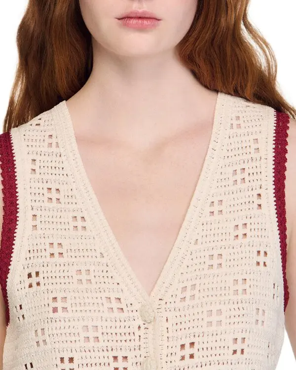 Sandro Crochet Style Cardigan
