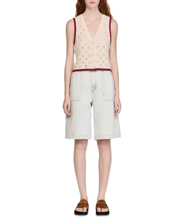 Sandro Crochet Style Cardigan