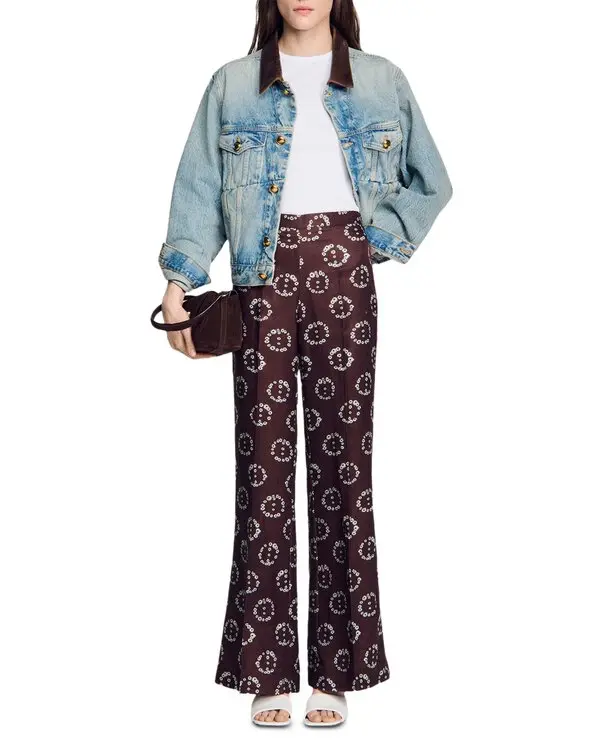Sandro Floral Print Floaty Pants