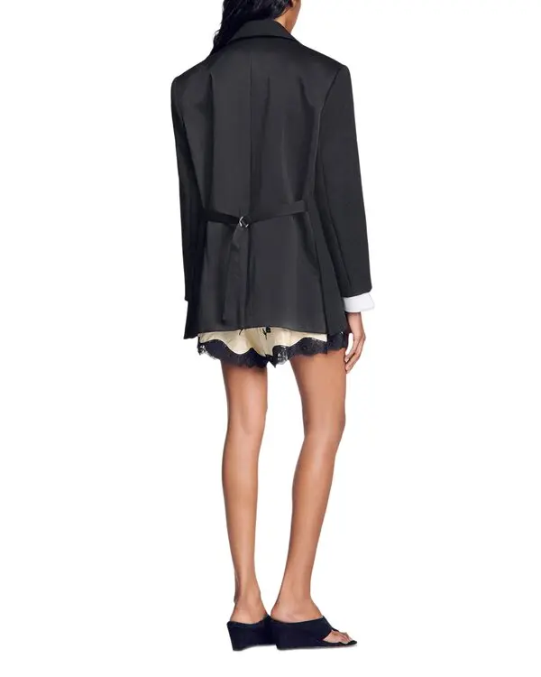 Sandro Mixed Material Satin Jacket