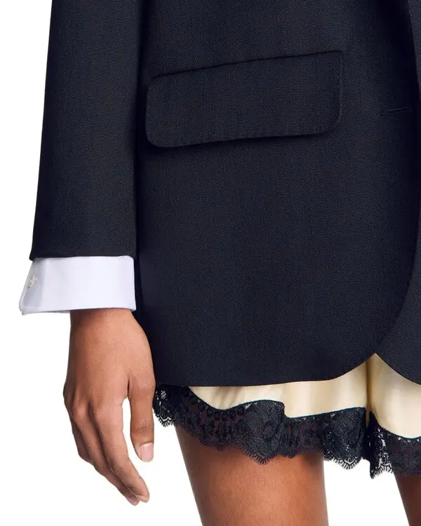 Sandro Mixed Material Satin Jacket