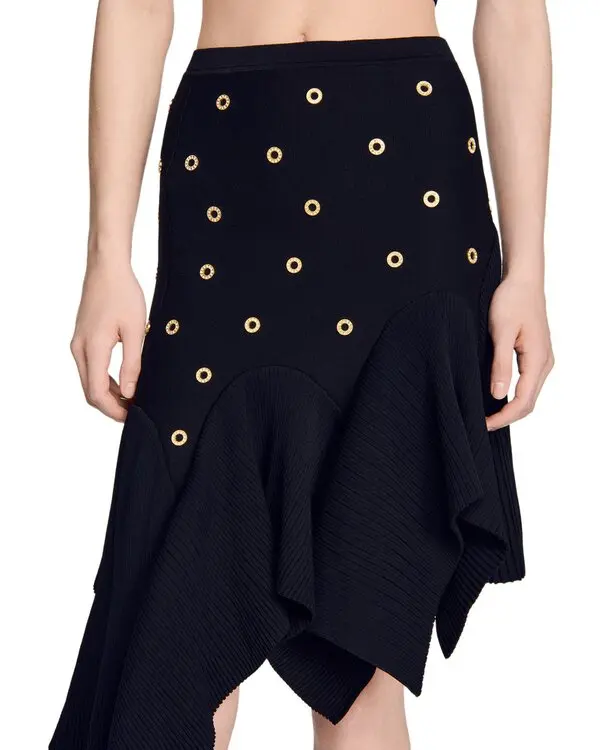 Sandro Studded Knit Skirt