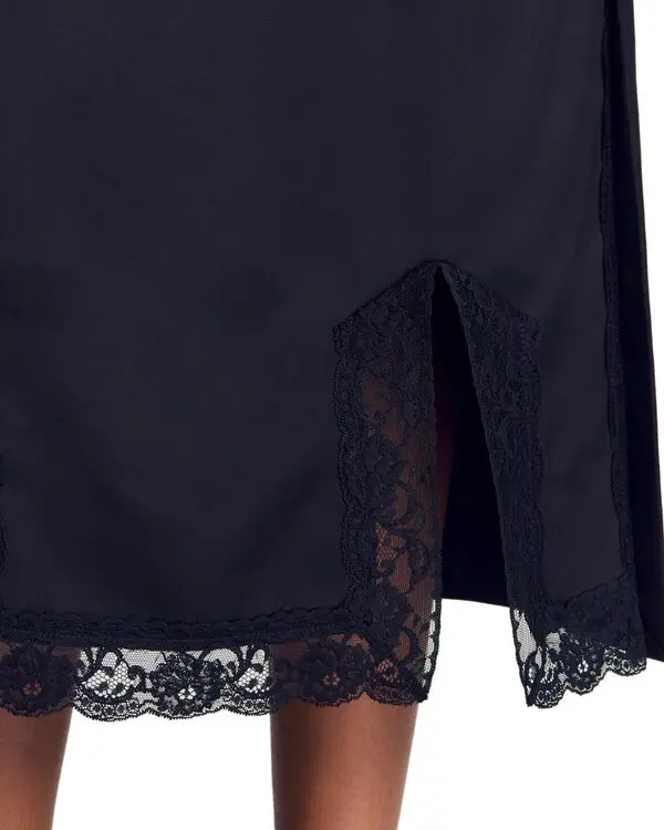 Sandro Long Mixed Material Lace Skirt