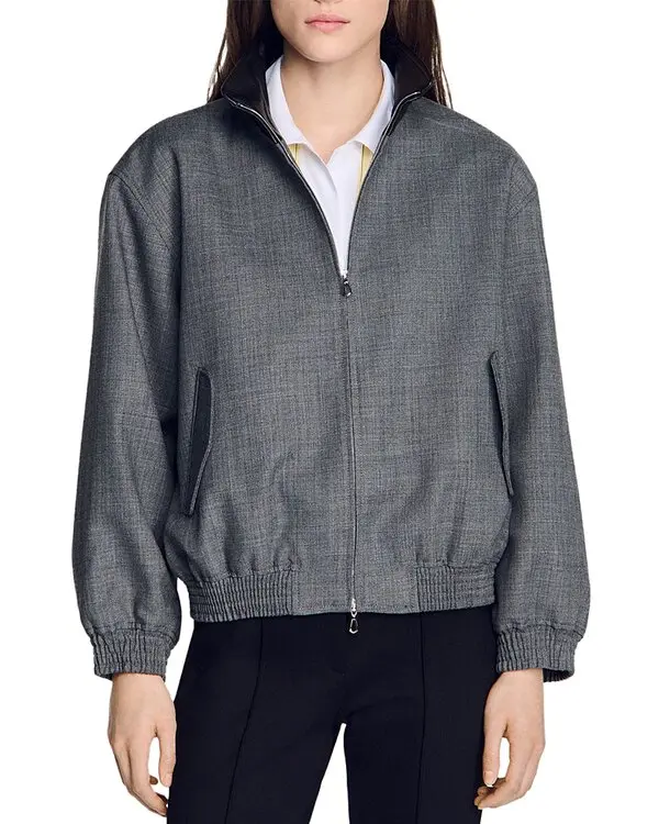 Sandro Oversized Leather Collar Jacket