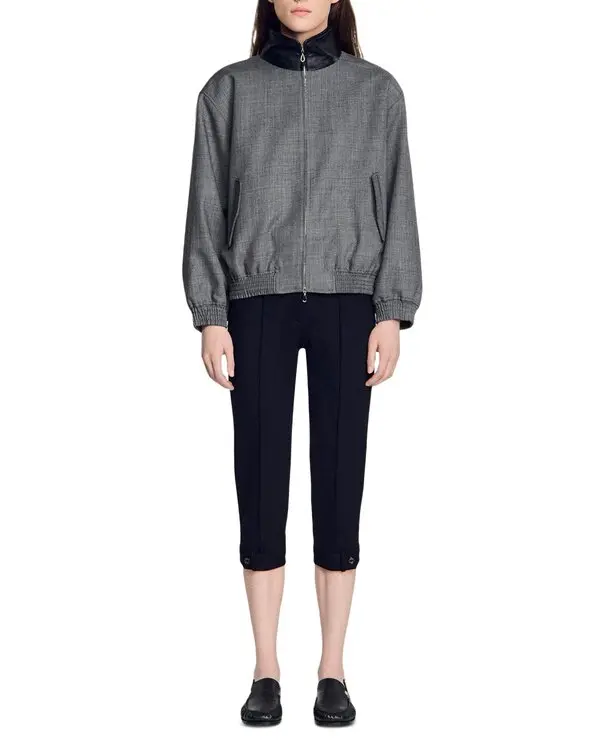 Sandro Oversized Leather Collar Jacket