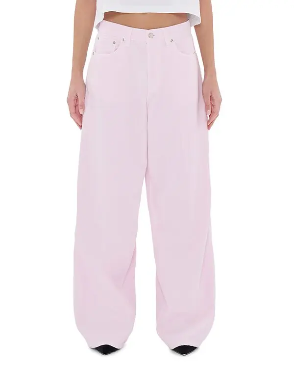 HAIKURE Bethany Mid Rise Wide Leg Jeans - Pink