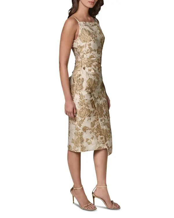 Donna Karan New York Sleeveless Jacquard Square Neck Midi Sheath Dress