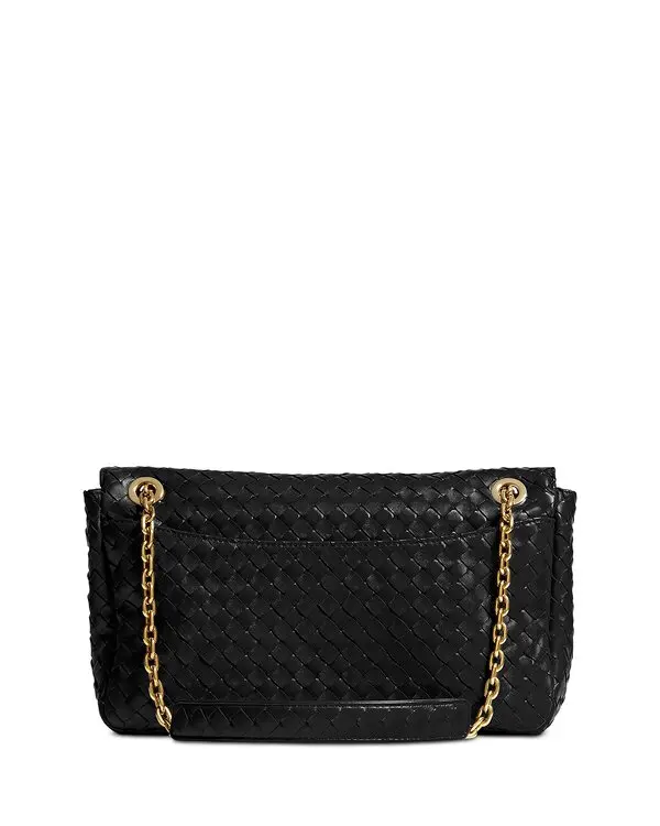 Bottega Veneta Madison Intrecciato Leather Shoulder Bag - Black/brass