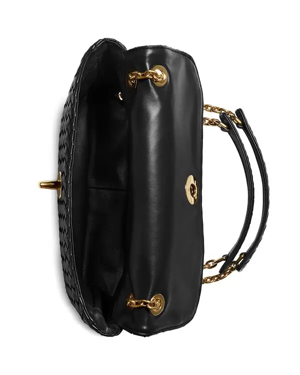 Bottega Veneta Madison Intrecciato Leather Shoulder Bag - Black/brass
