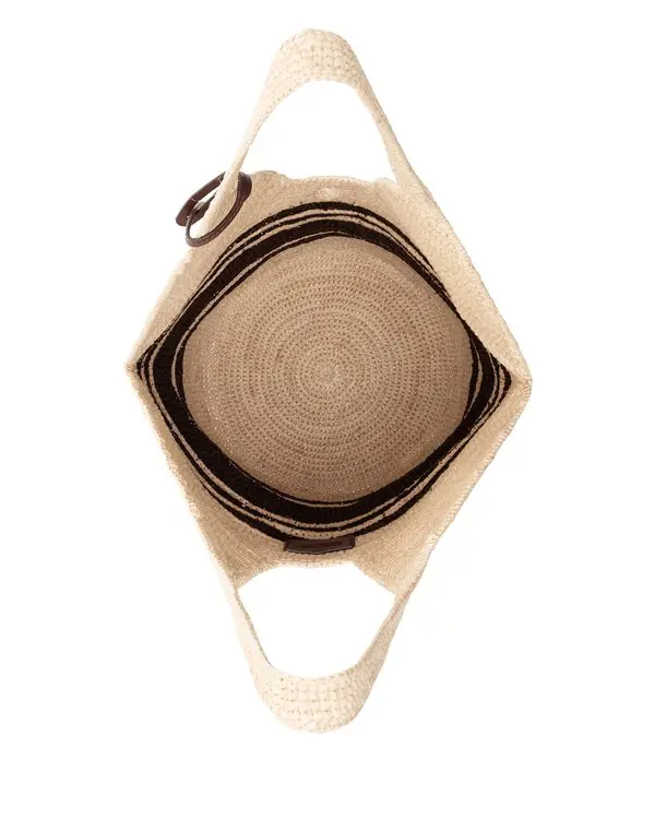 ANINE BING Leah Stripes Raffia Hobo Bag