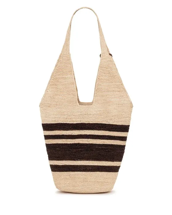 ANINE BING Leah Stripes Raffia Hobo Bag