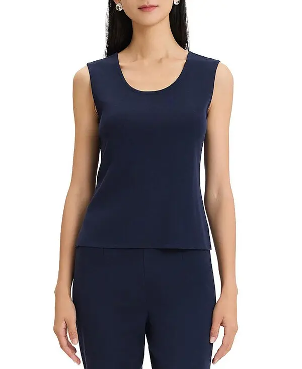 Ming Wang Plus Scoop Neck Knit Tank - Indigo