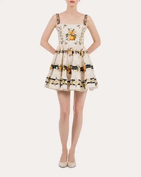 Agua Bendita Lima Valle Cotton Tiered Mini Dress