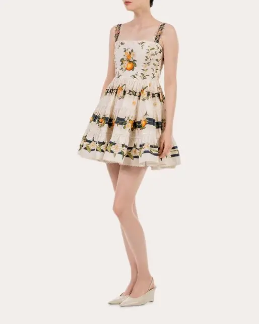 Agua Bendita Lima Valle Cotton Tiered Mini Dress