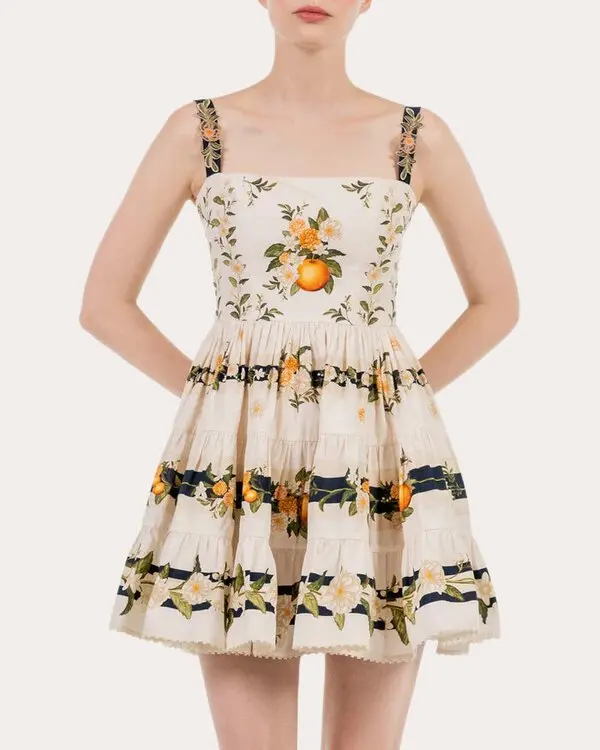 Agua Bendita Lima Valle Cotton Tiered Mini Dress