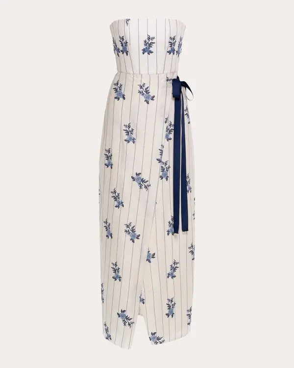 Agua Bendita Cinefila Embroidered Linen Maxi Dress - Multicolor