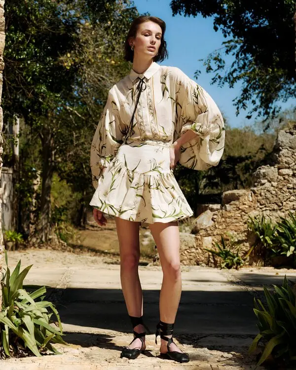 Agua Bendita Agar Azucar Linen Billowed Blouse