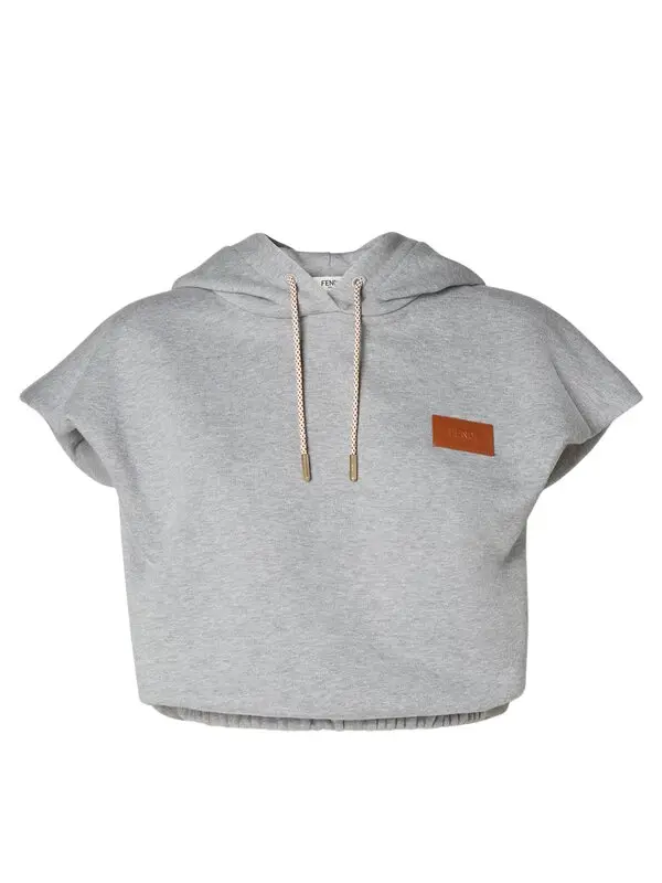 Fendi Sleeveless Drawstring Hooded Mini Sweatshirt - Grigio
