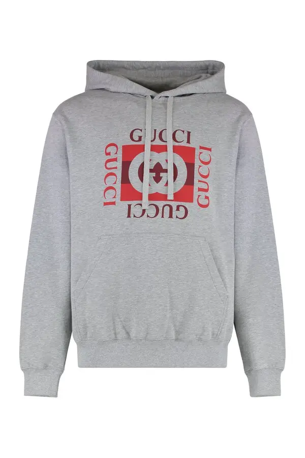 Gucci Logo-print Cotton Hoodie - Grey