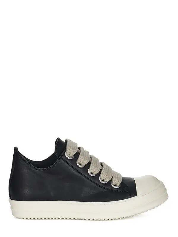 Rick Owens Round Toe Lace-up Sneakers With Shark-toothed Soles - Nero